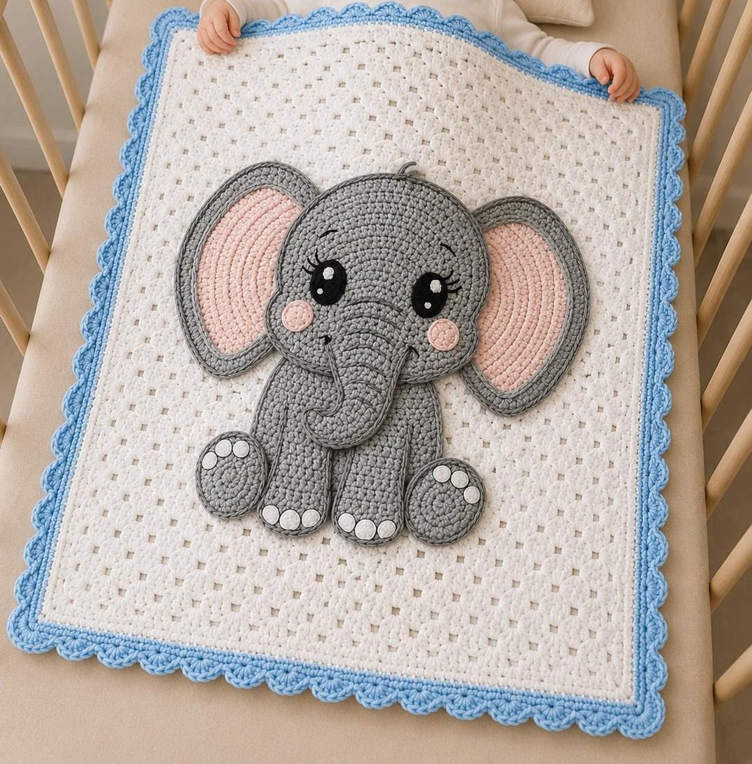 Crochet Elephant Baby Blanket Pattern